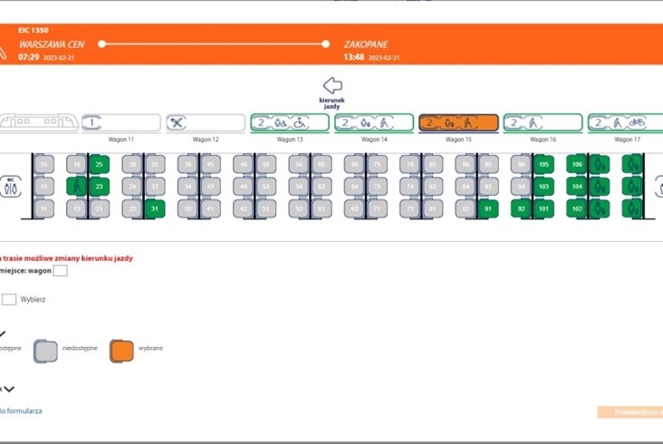 Graficzna rezerwacja w niektórych wagonach PKP Intercity - Wszystko na temat branży kolejowej ...